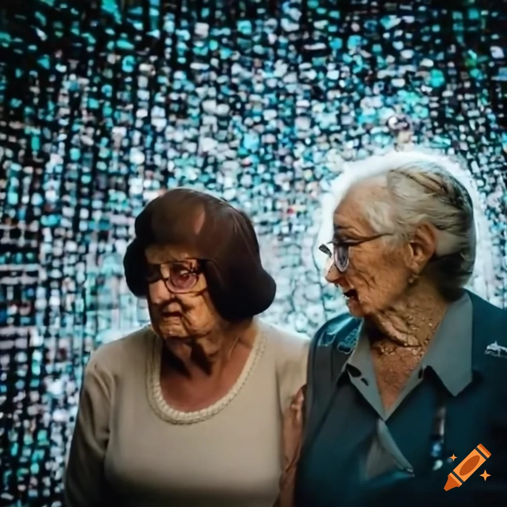 Elderly individuals in front of high-speed computers on Craiyon