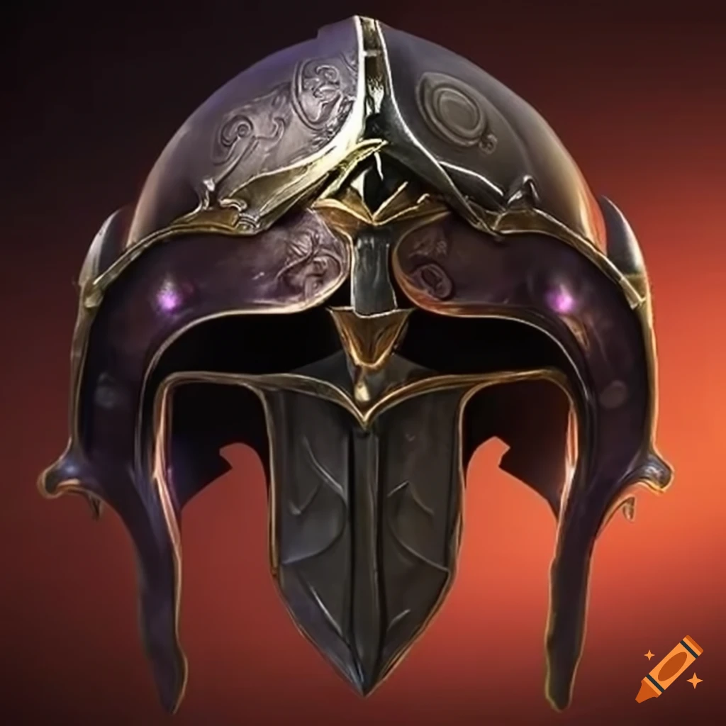Front view of an elite champion fantasy magic helmet on Craiyon