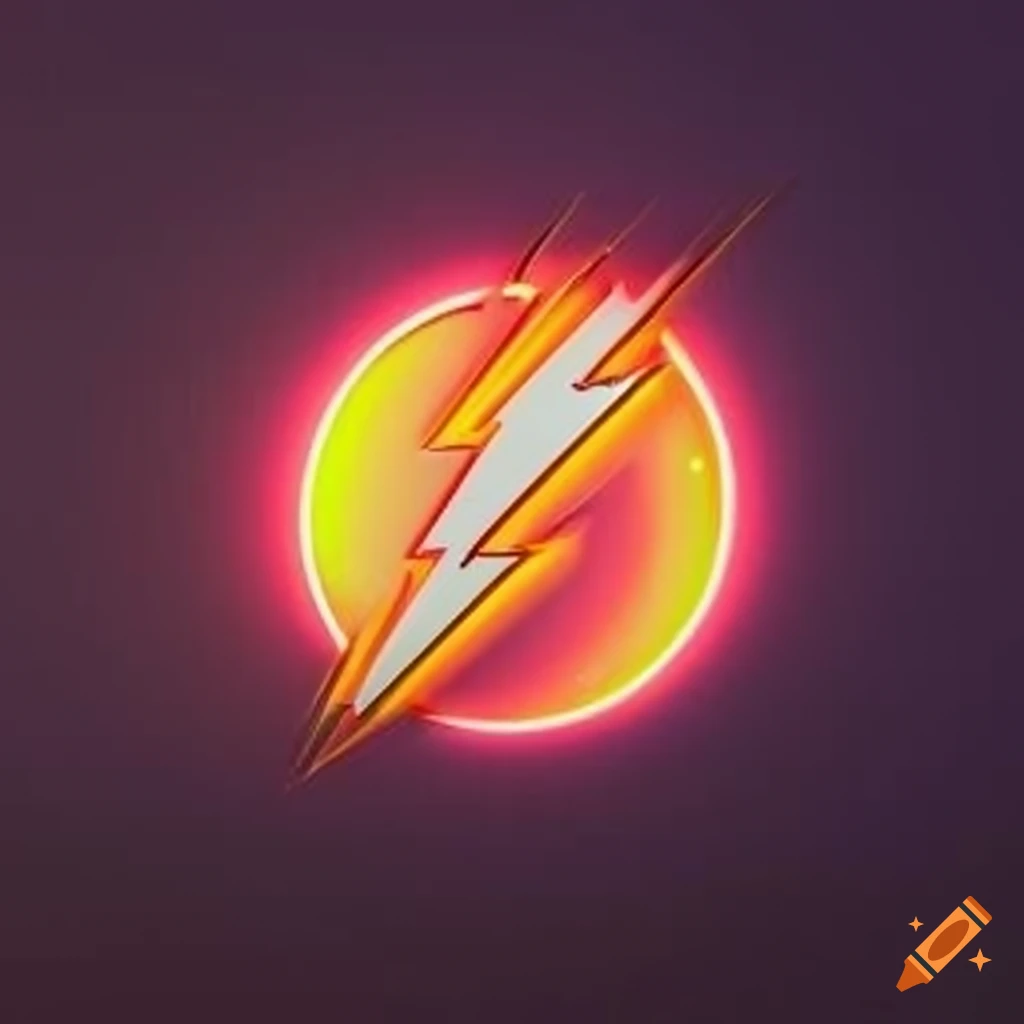 Neon lightning bolt logo in circle with #f50057 color on Craiyon