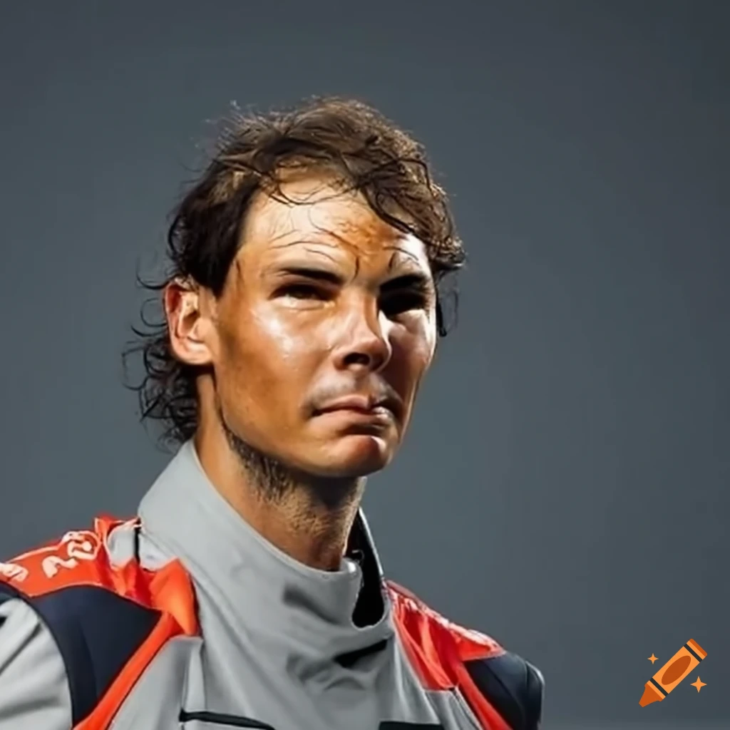 Rafael nadal in a formula 1 pilot outfit on Craiyon