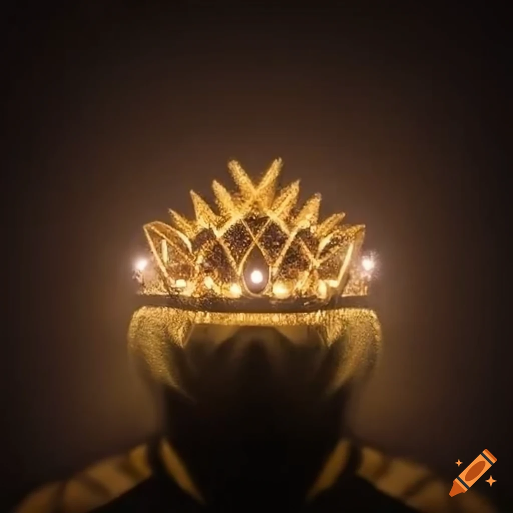 Diamond-encrusted crown on a face on Craiyon