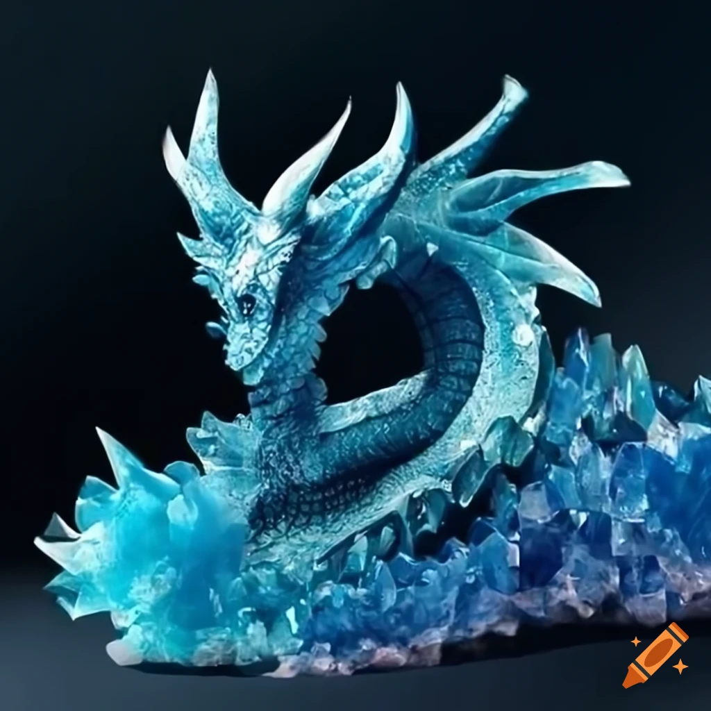 High definition crystal dragon sculpture on Craiyon