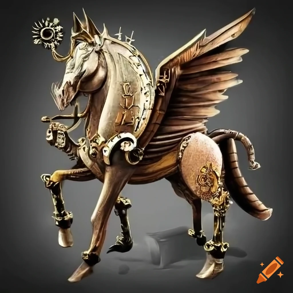 Steampunk style pegasus on Craiyon