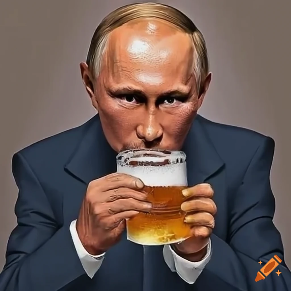 Vladimir putin enjoying a beer on Craiyon