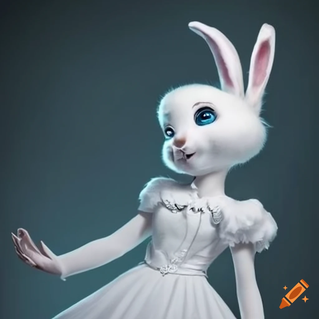 White rabbit similar to alice's adventures on Craiyon