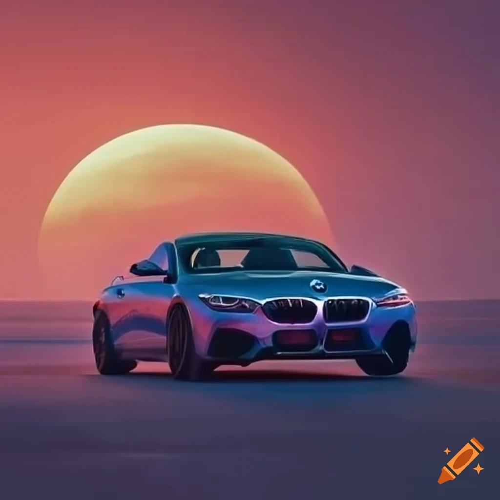 Sunrise behind a bmw car on Craiyon