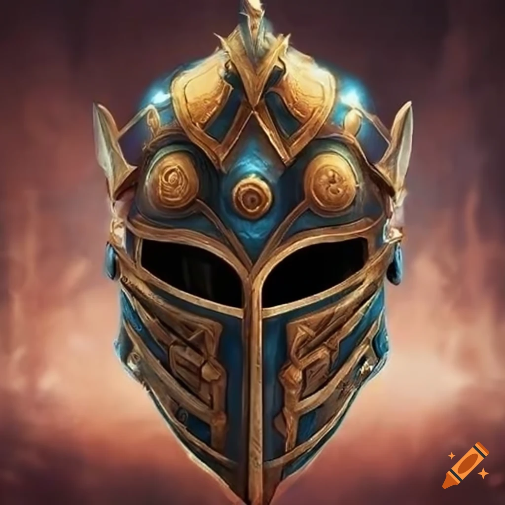 Front view of an elite champion fantasy magic helmet on Craiyon