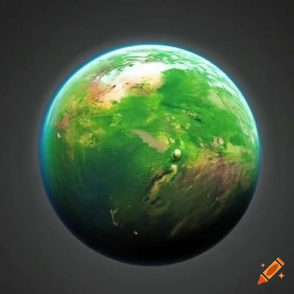 Green planet covered with craters on Craiyon