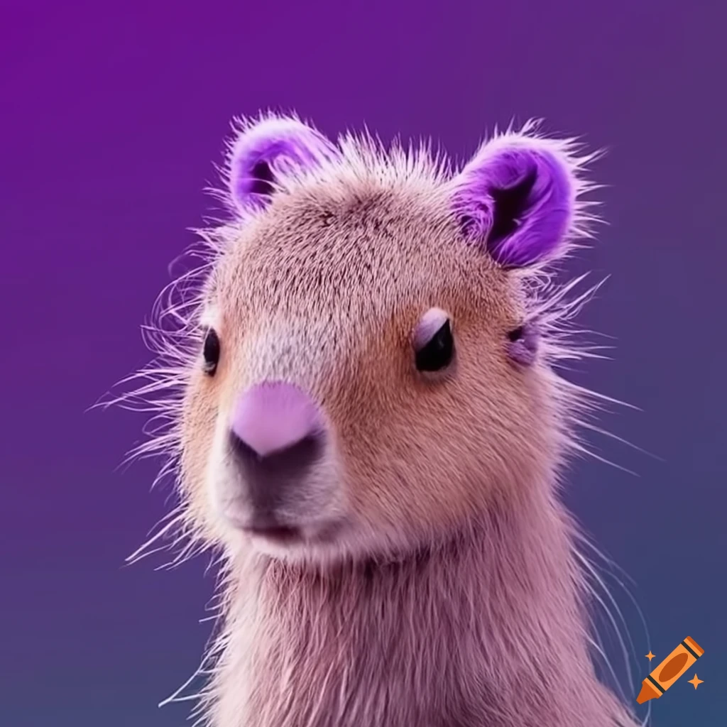 Cute capybara mascot with purple fur on Craiyon