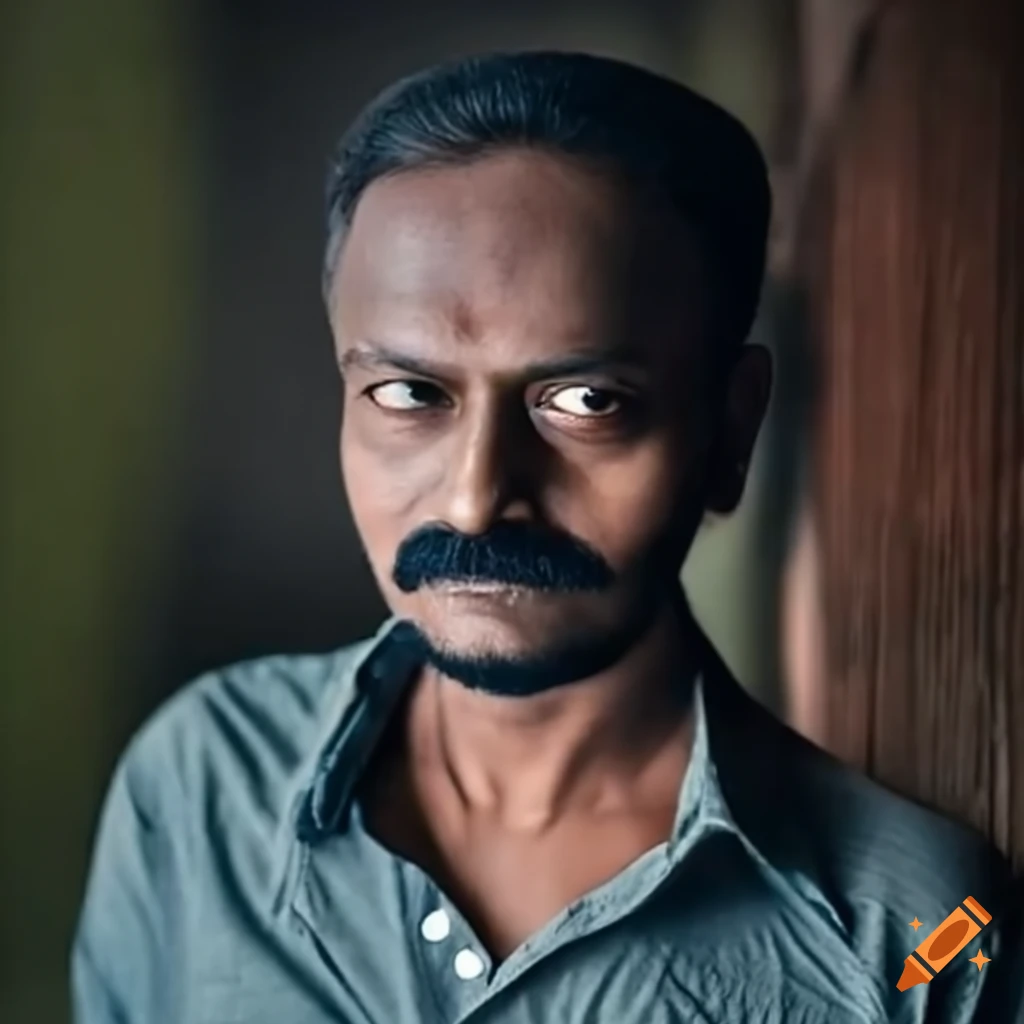 Portrait of a short man with a large mustache named Rajesh on Craiyon