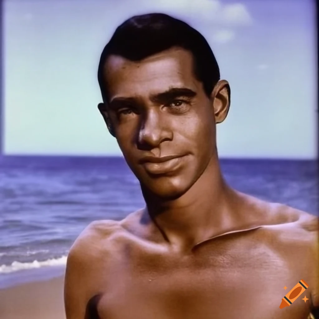 Colorized realistic 1960s photo of a man with arabic features standing ...