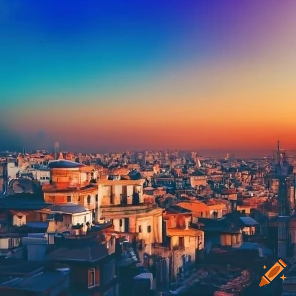 Bustling turkish city with vibrant markets and happy people on Craiyon