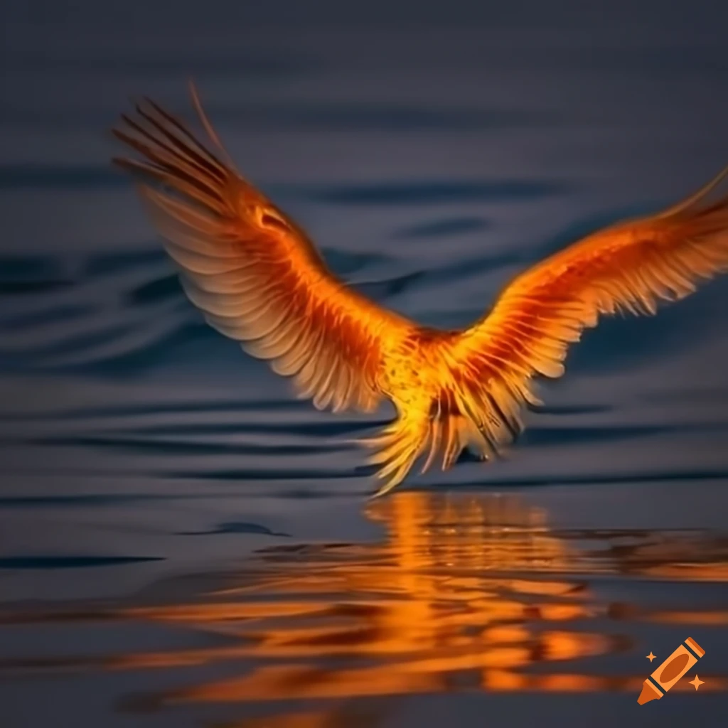 Underwater phoenix in oceanic sunset on Craiyon