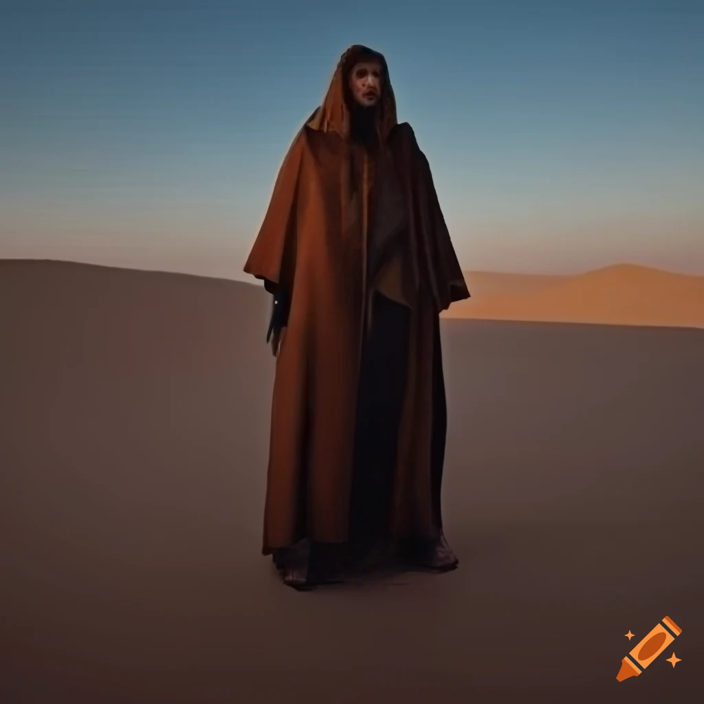 Two resplendently robed kings on a mystical desert journey at sunset on ...