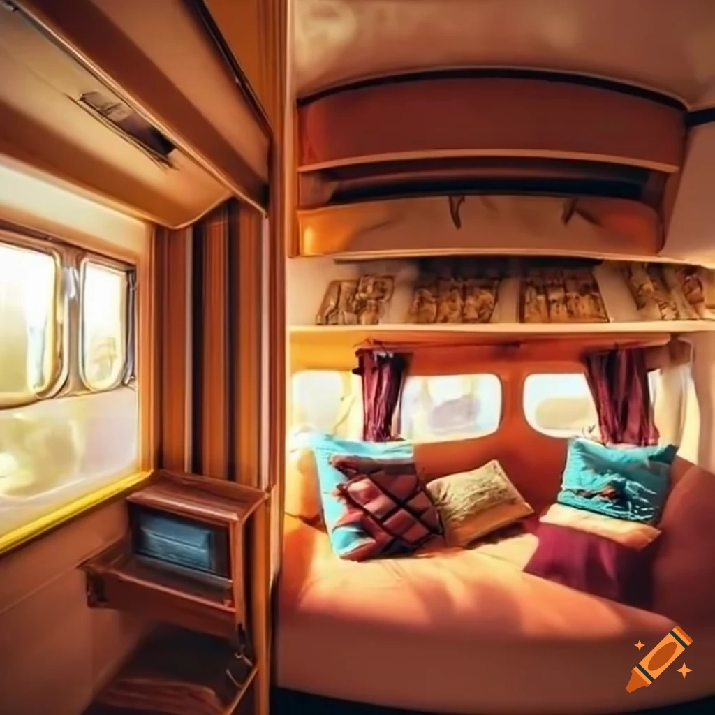 Luxurious caravan interior with abundant chocolate theme on Craiyon