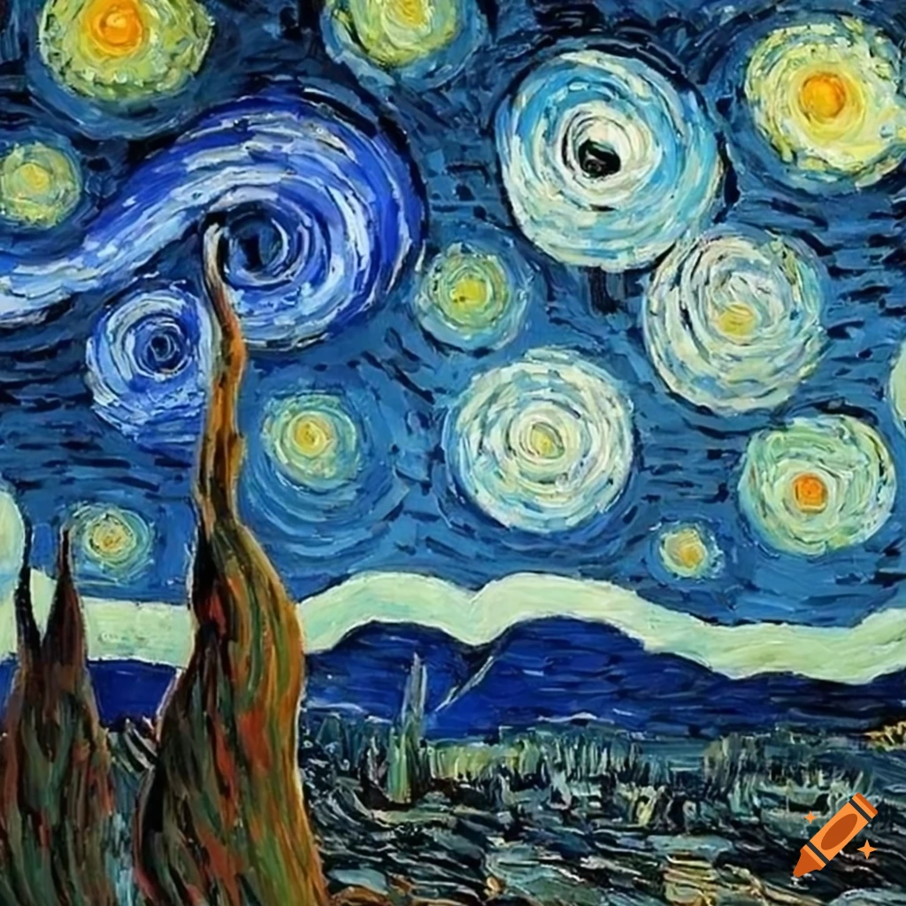 The starry night painting by vincent van gogh on Craiyon