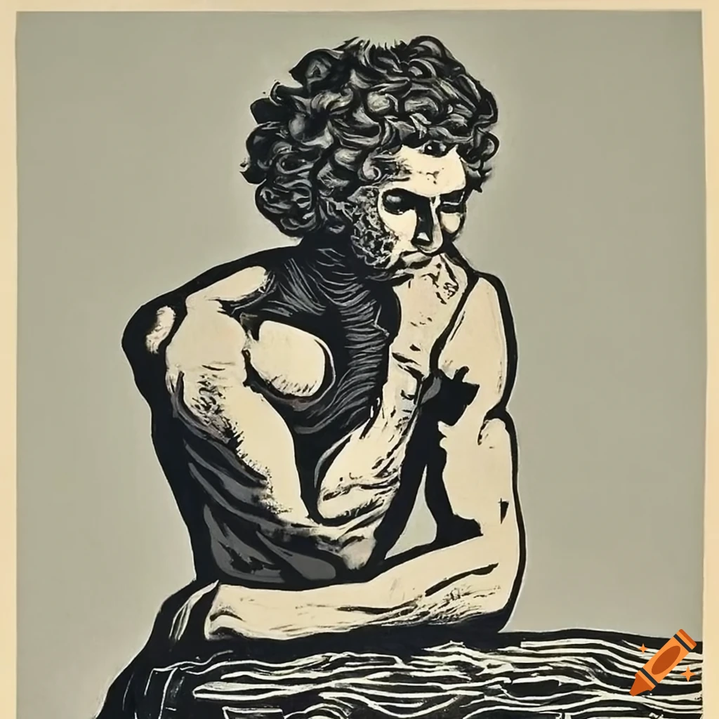 Athletic man with grey curly hair next to a massive granite rock ...