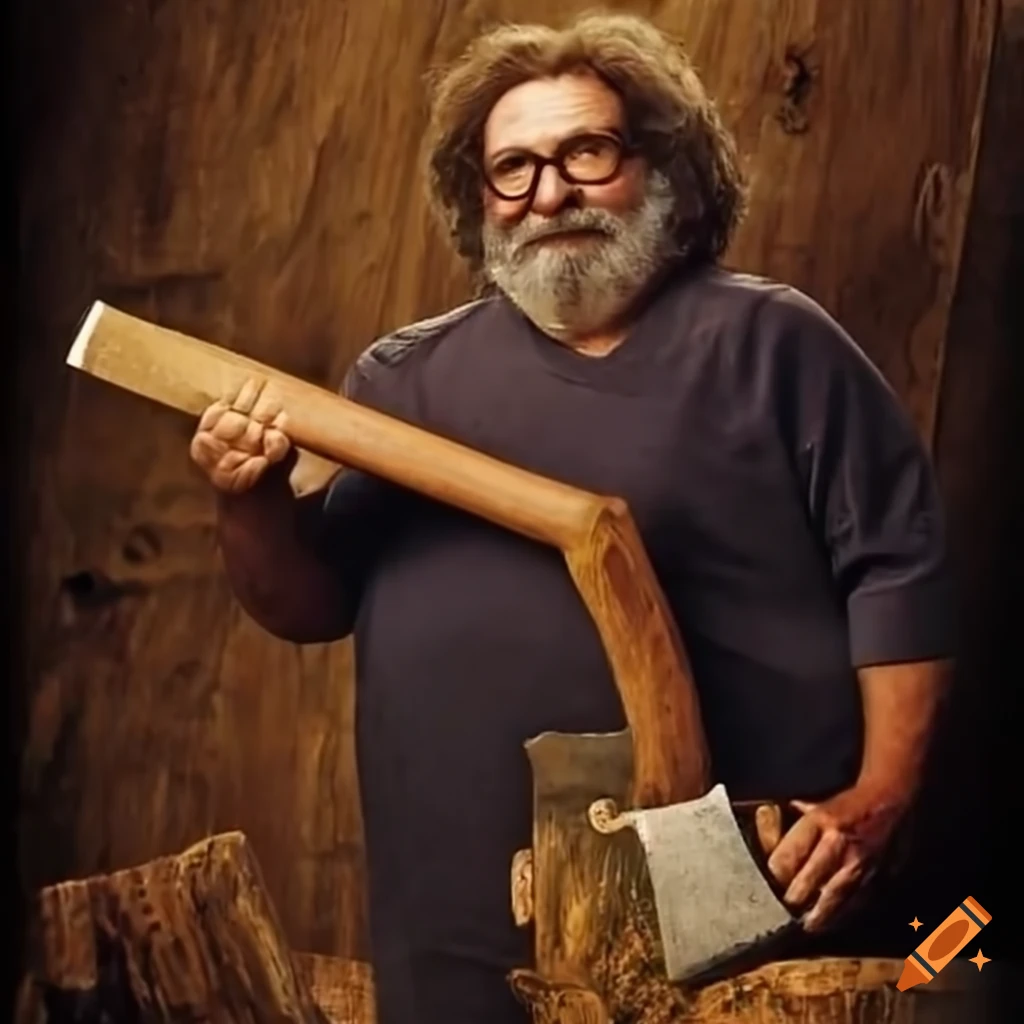 Jerry garcia chopping wood with an axe on Craiyon