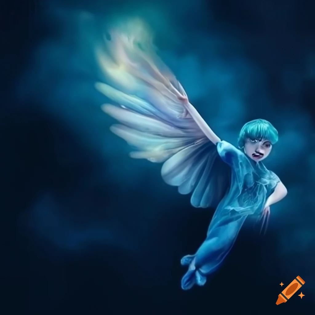 Ethereal angelic boy flying through the clouds of jupiter on Craiyon