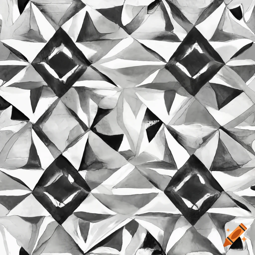 Black and white geometric patterns shell on Craiyon