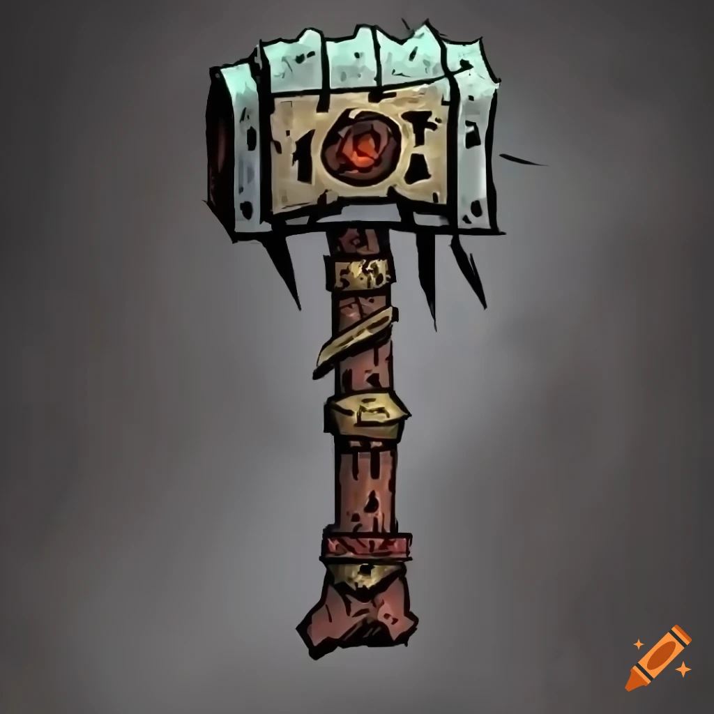 Ornate big smithing hammer weapon on Craiyon