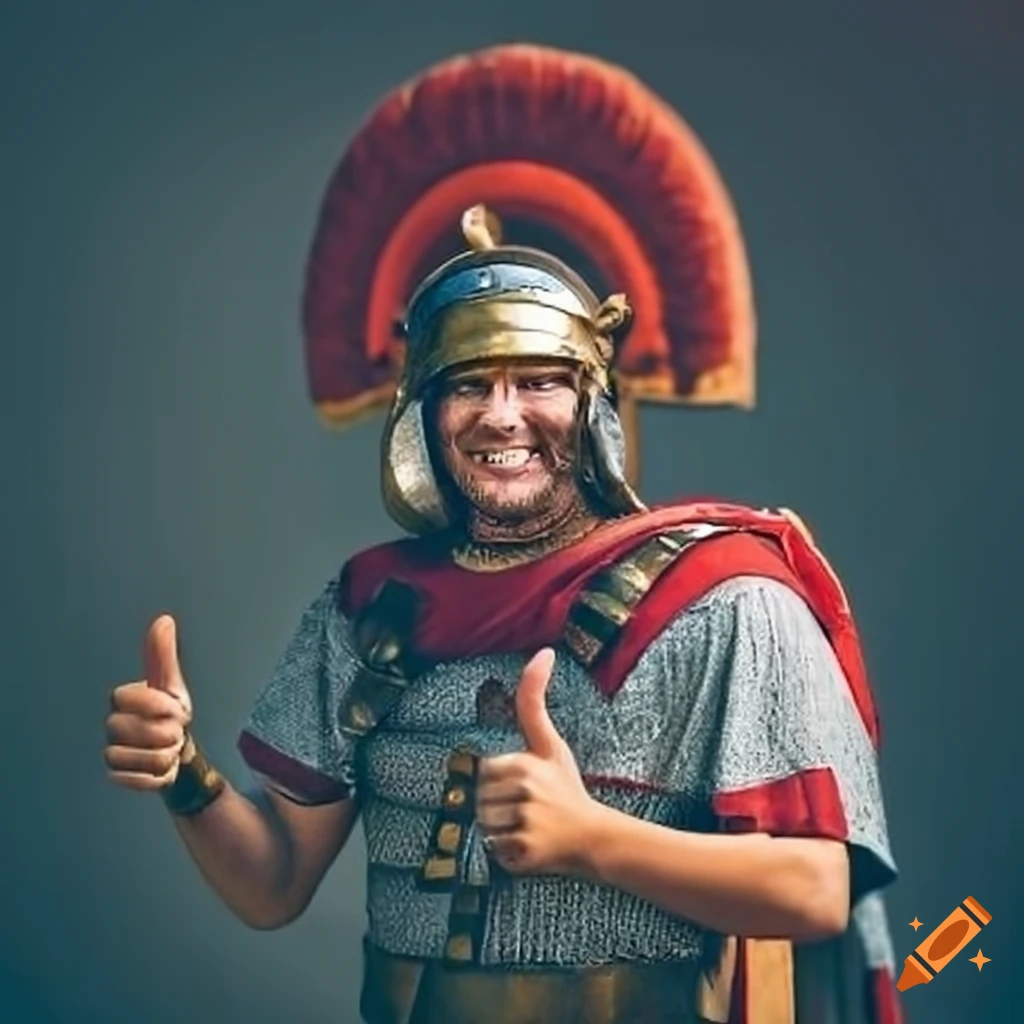 Smiling Roman soldier giving a thumbs up on Craiyon