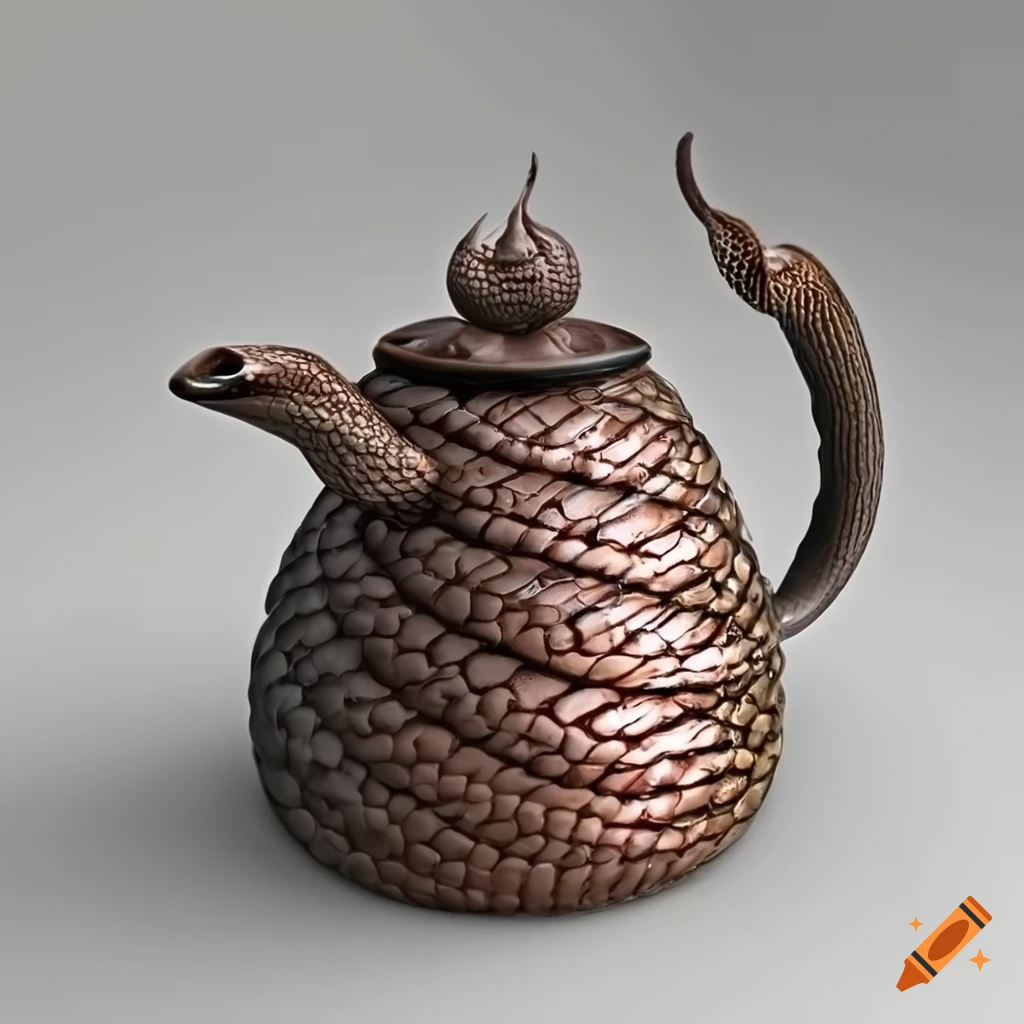 3d ceramic tea pot shaped like a snake on Craiyon