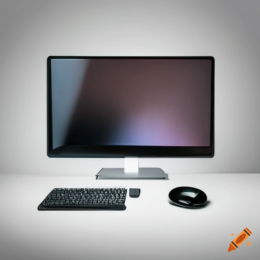 Pc office setup with white background on Craiyon