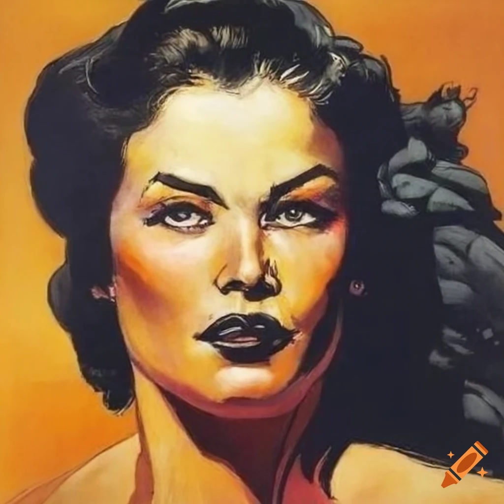 Compositional layout study drawing of a powerful enigmatic woman for a ...