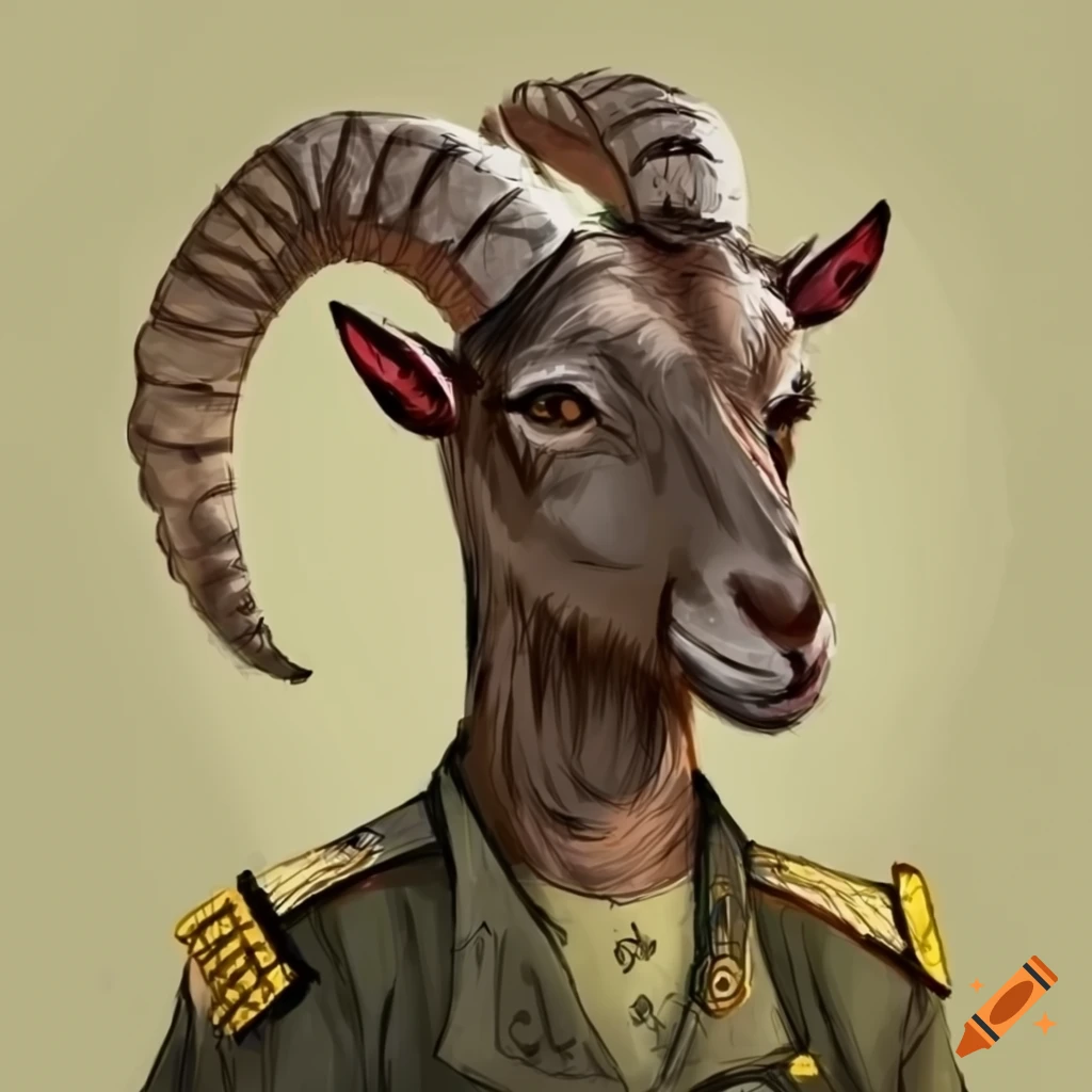 Goat in army general uniform on Craiyon