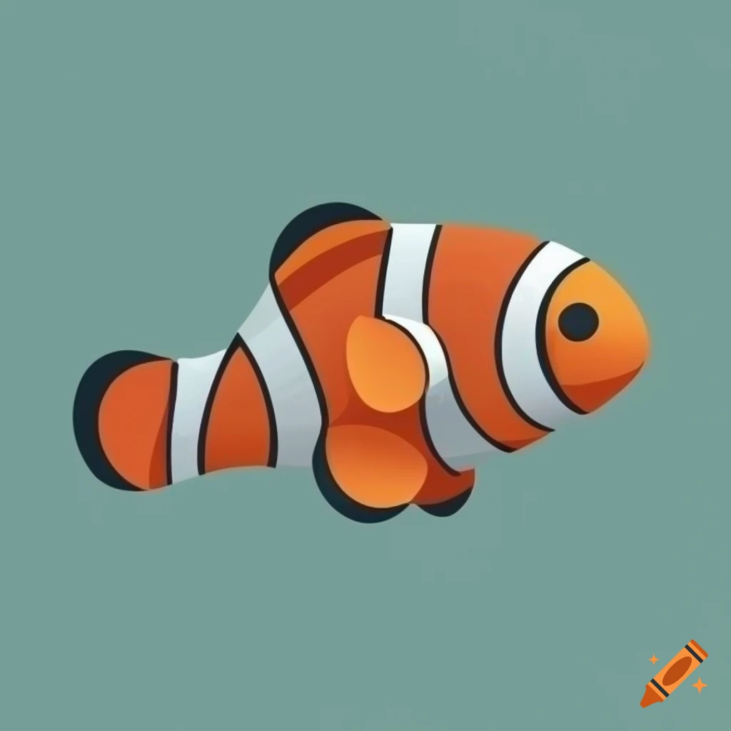 Flat design of a simple clown fish on Craiyon