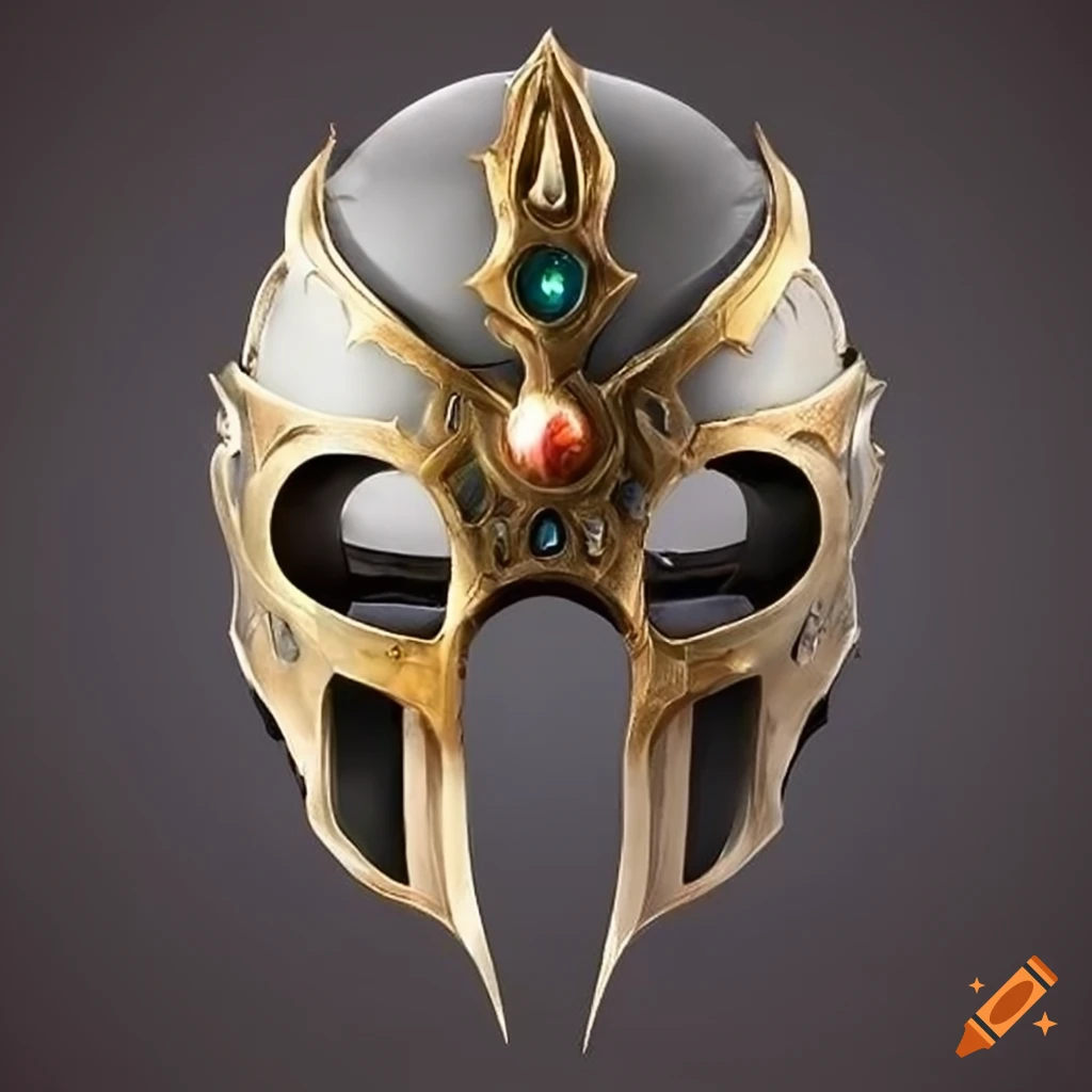 Front view of an elite champion fantasy magic helmet on Craiyon