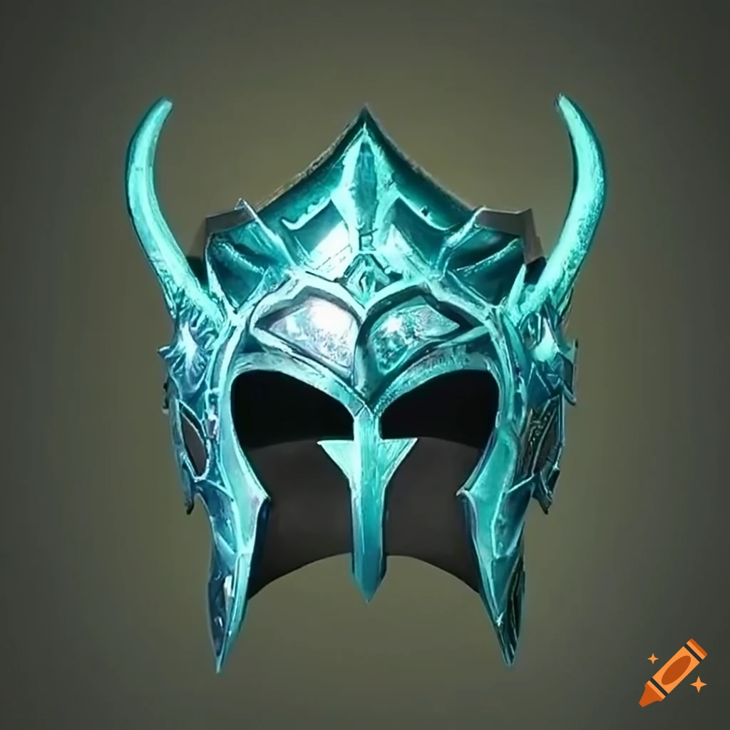 Legendary magic elven symmetrical helmet with paragon aura, front view ...