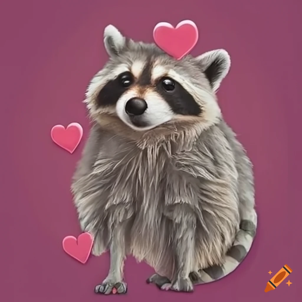 Raccoons with a valentine's heart, cute and adorable on Craiyon