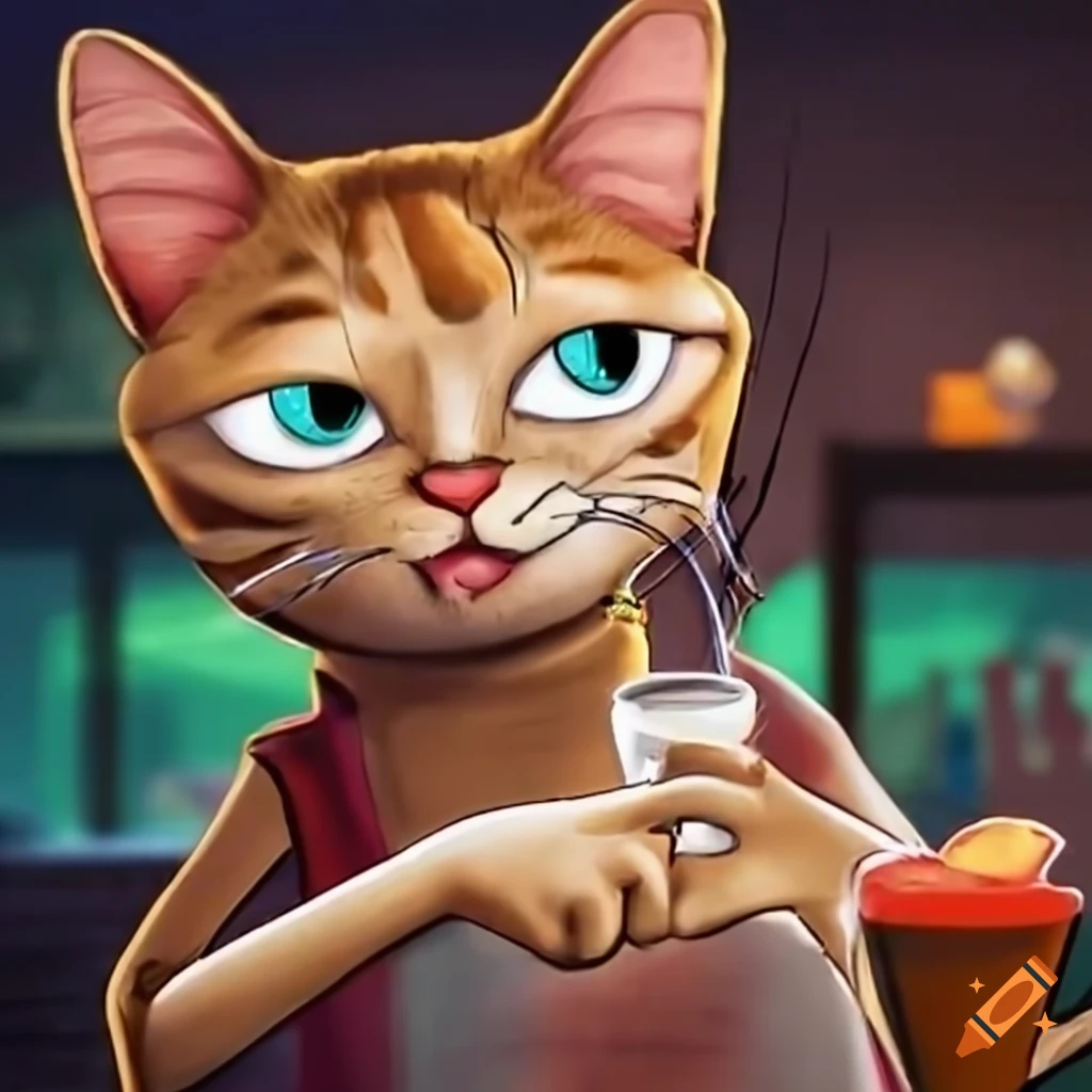 Kevin the cat at a cafe on Craiyon