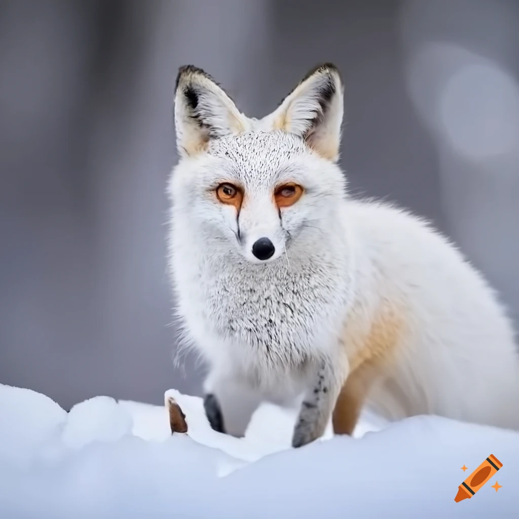 Unique white fox with six tails in a snowy landscape on Craiyon