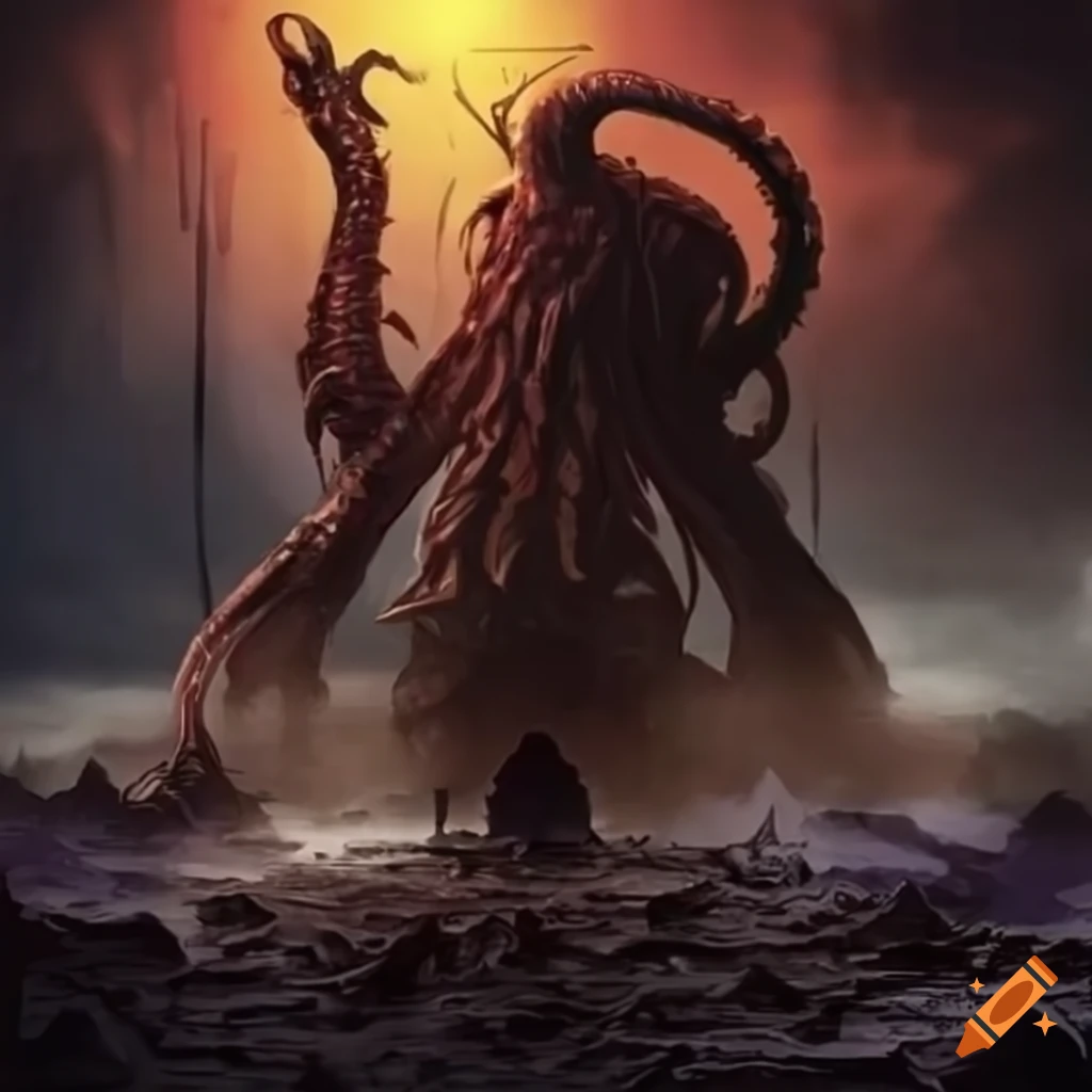 Cthulhu text in an ancient language on Craiyon