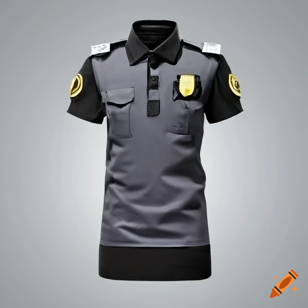 Polo security uniform in black and grey colors on Craiyon
