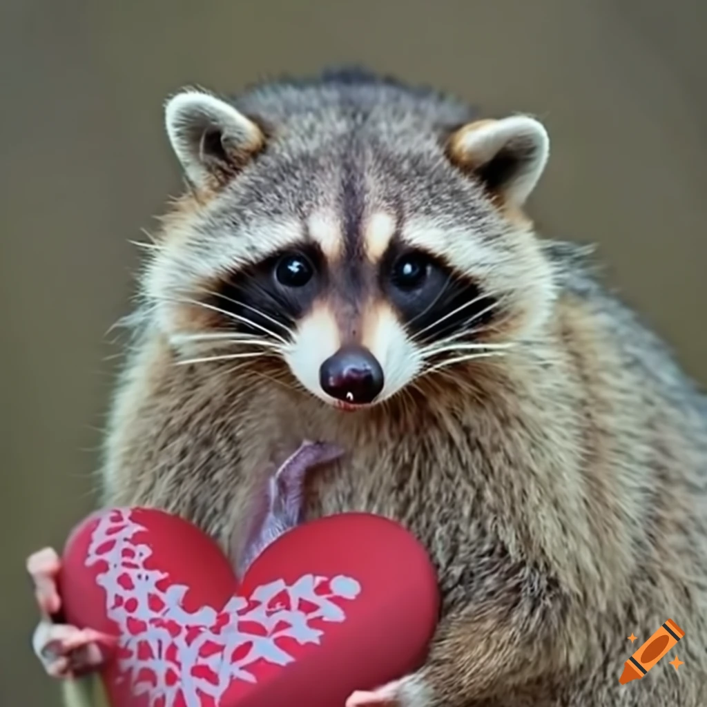 Raccoon, opossum, and skunk exchanging valentines day cards on Craiyon