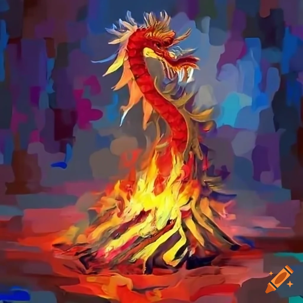 Chinese dragon as bonfire on Craiyon
