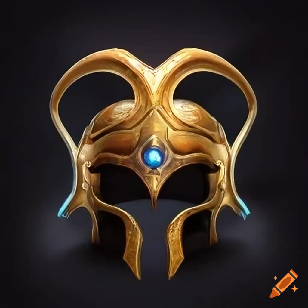 Front view of elite champion fantasy magic helmet on Craiyon