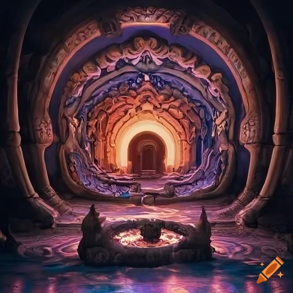 High definition image of a hidden portal bust with intricate layering ...