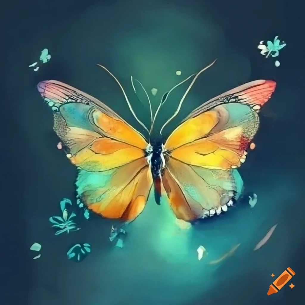 Healing coach logo with blue and yellow butterfly, symbolizing rebirth ...