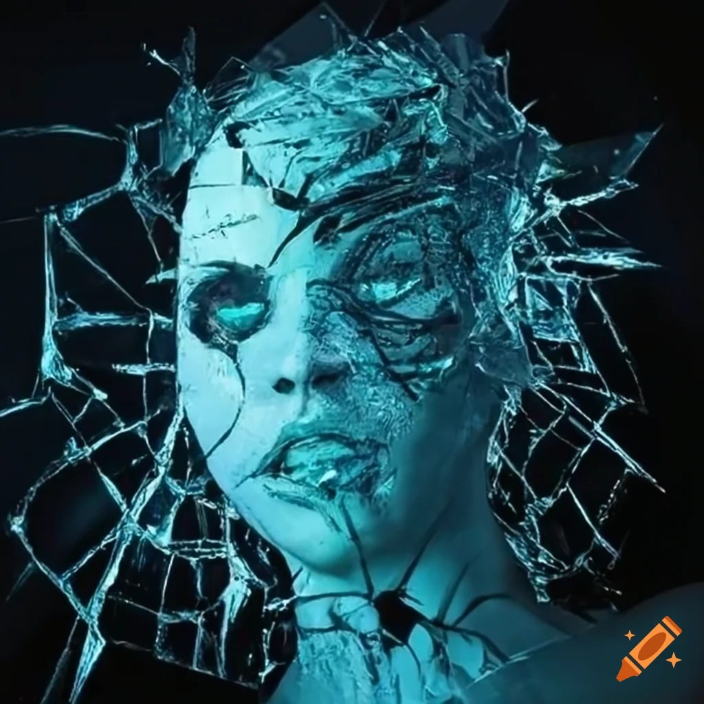 Person in shattered glass on Craiyon