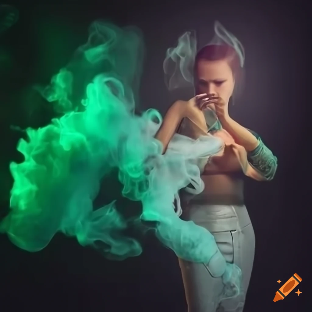 Green smoke hyperrealistic cigarette in cyberpunk style on Craiyon