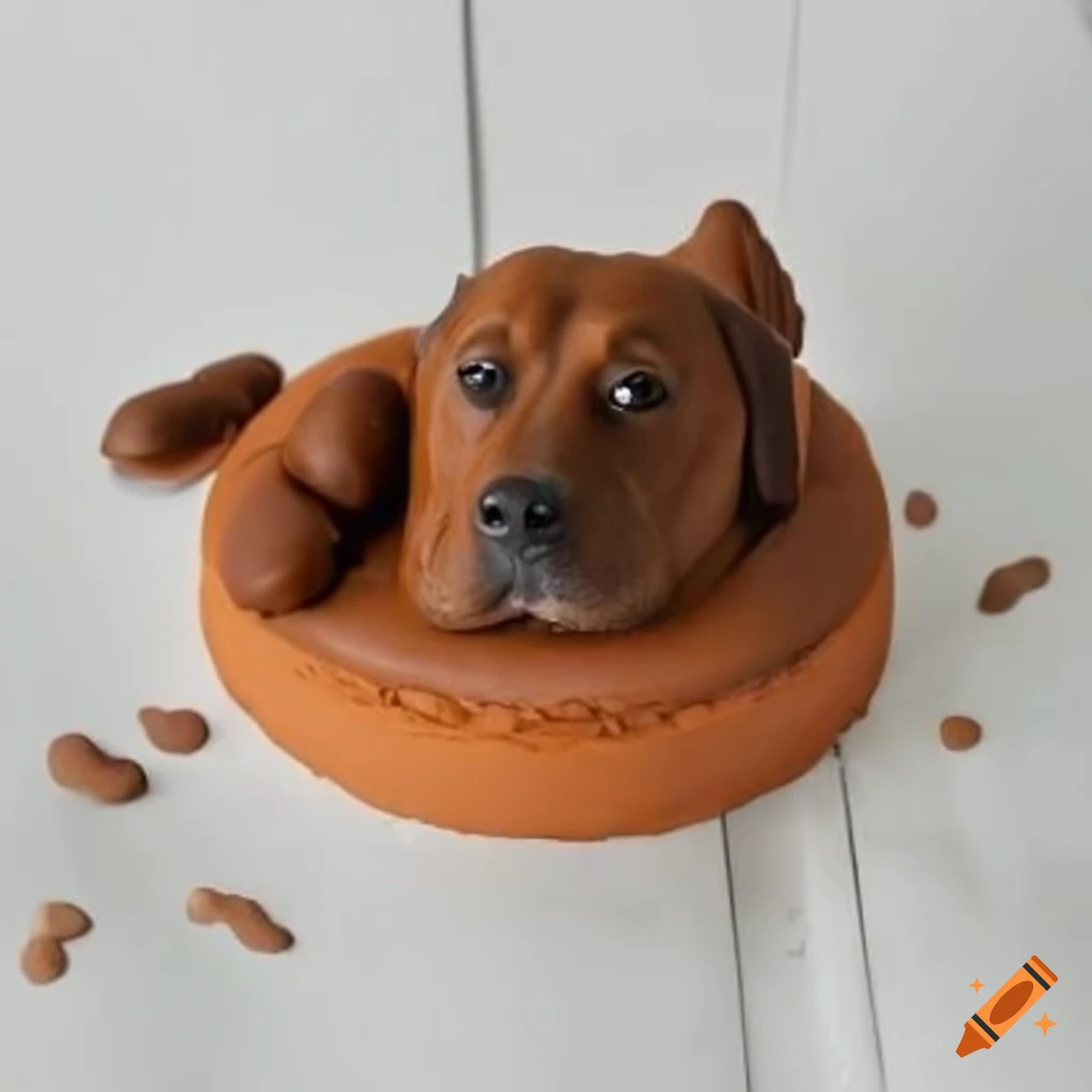 Humorous dog-shaped cake on Craiyon