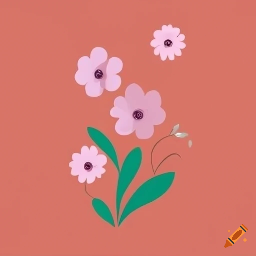 Flat design simple flowers on Craiyon