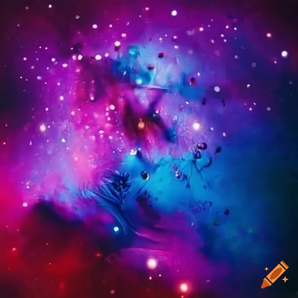 Cosmos in blue, purple, and red hues on Craiyon