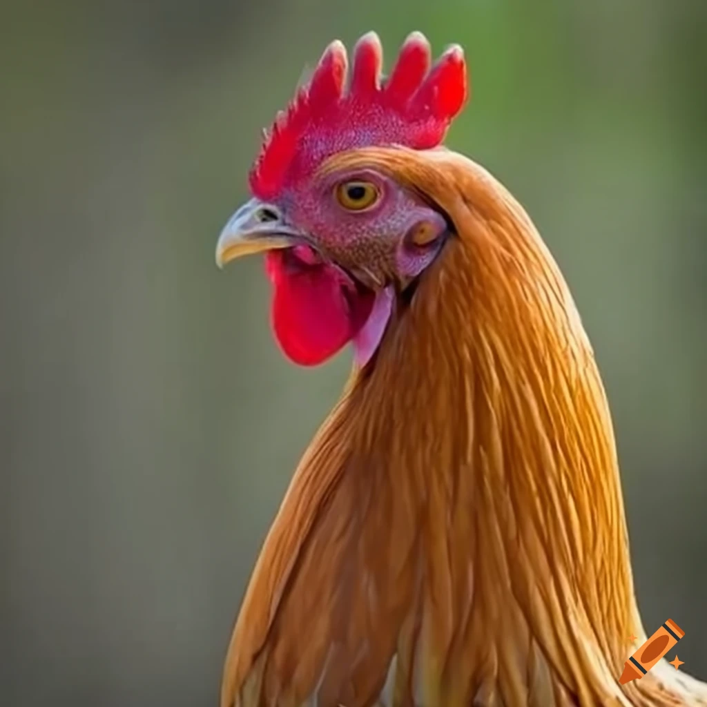 Majestic golden chicken standing proudly on Craiyon