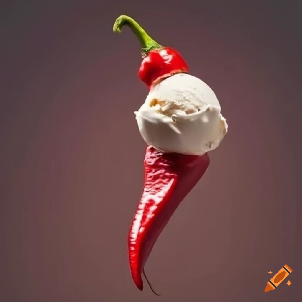 Red chili pepper with scoop of ice cream on Craiyon
